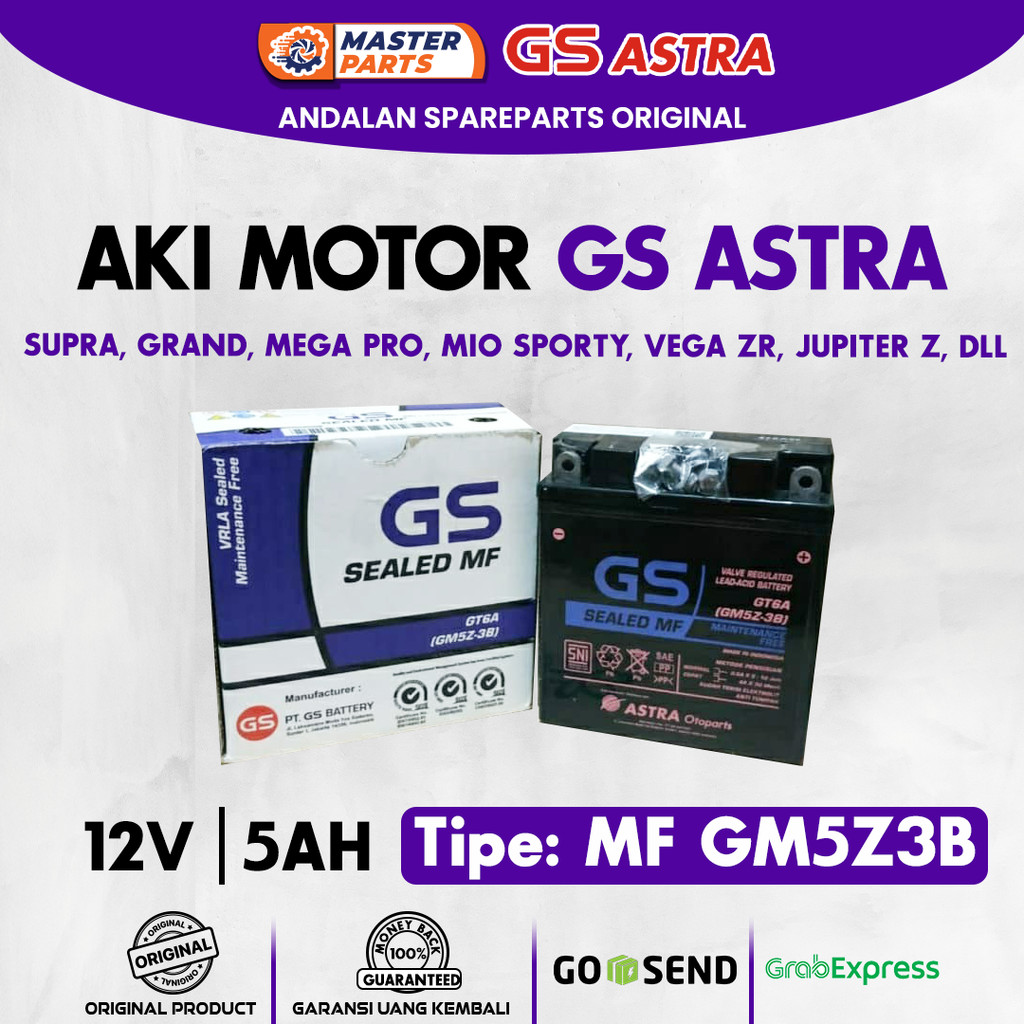 Jual Aki Motor GS Astra GM5Z-3B Untuk Supra Grand Vega ZR Jupiter Z Shogun DLL Original 100% ...