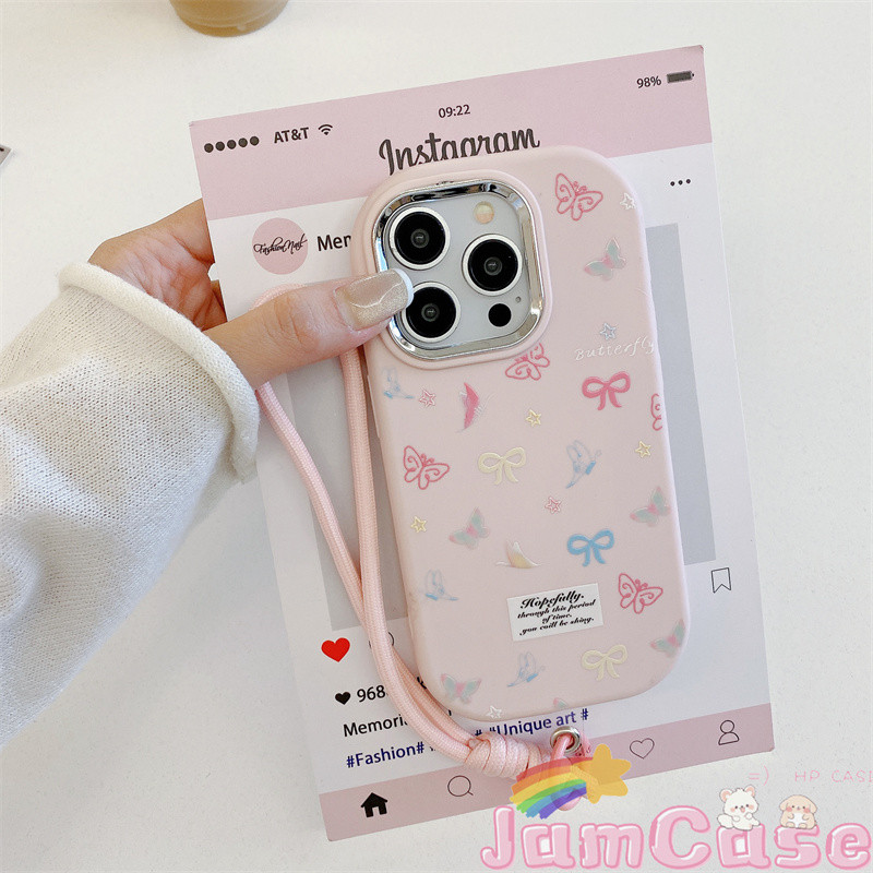 Jual 【Jam Case】case iPhone 14 kupu-kupu berwarna-warni Casing ponsel ...