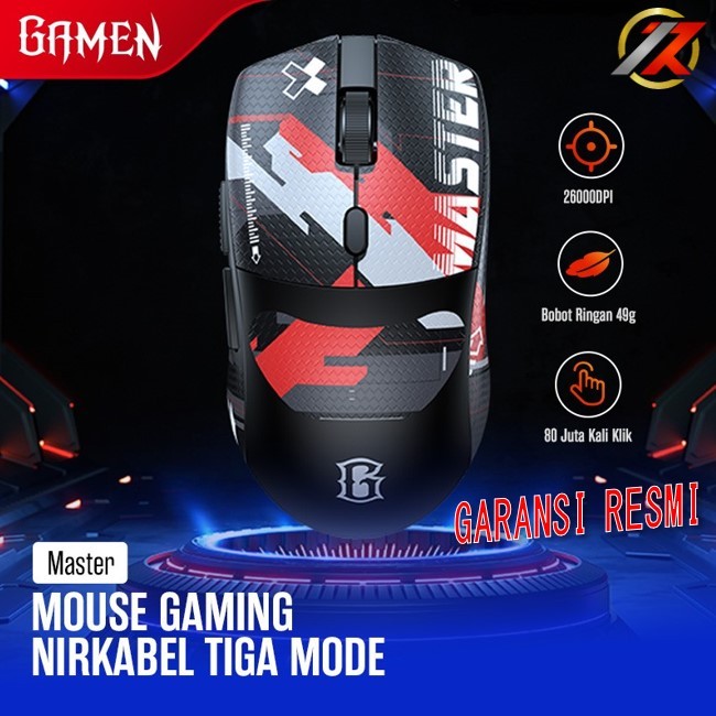 Jual GAMEN Master Black Mouse Gaming Wireless Rechargeable Pixart 3395 ...