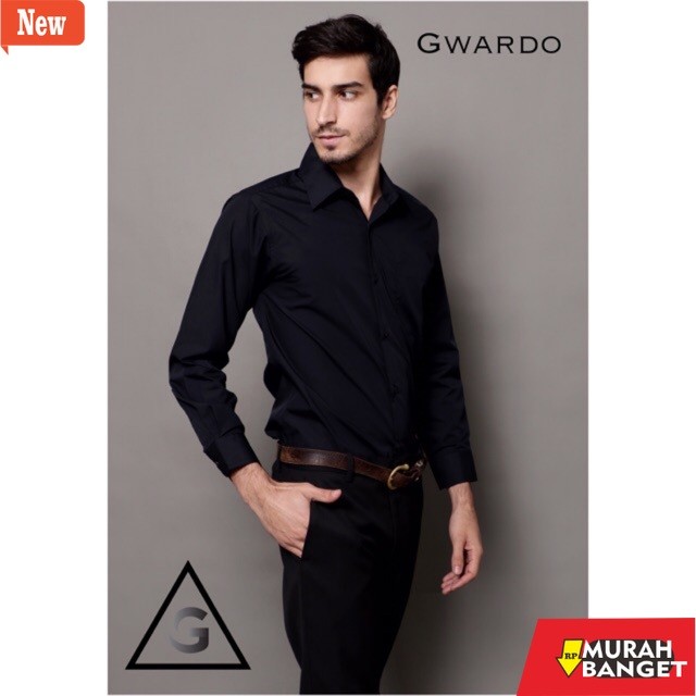 Jual Kemeja formal pria GWARDO Kemeja HITAM Lengan Panjang REGULAR Pria | Shopee Indonesia