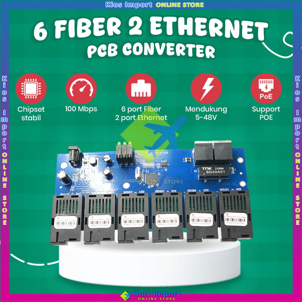Jual 【Support POE】20KM 6F2E Fiber Optical PCB Board Single Mode 6 SC ...