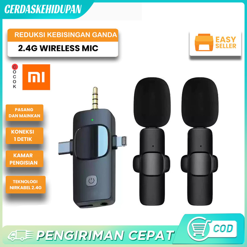 Jual 3 IN 1 Microphone Wireless Dual Mikrofon Clip on Mic bluetooth ...