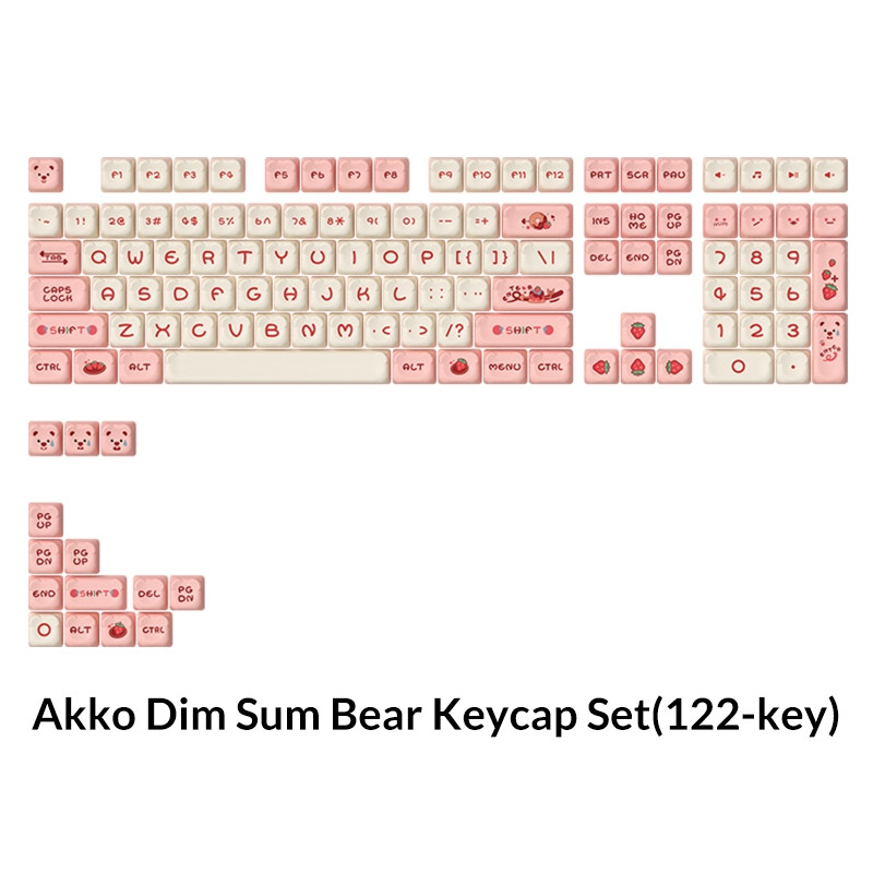 Jual Akko Dim Sum Bear Keycap Set (122-key), Bear shaped OEM profile, PBT double shot keycaps ...