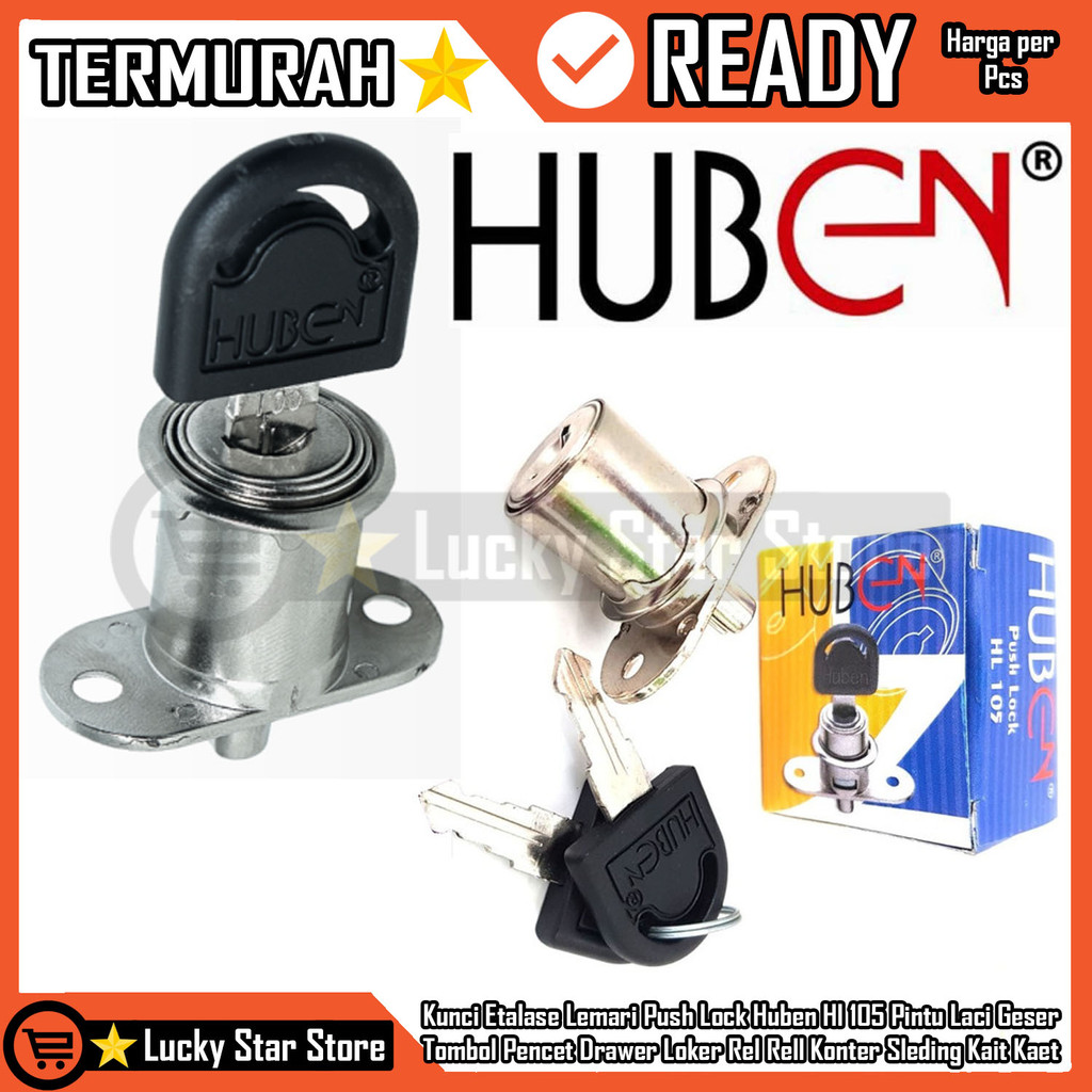 Jual Kunci Etalase Huben Hl-105 Lemari Kaca Push Lock Konci Rel Almari ...