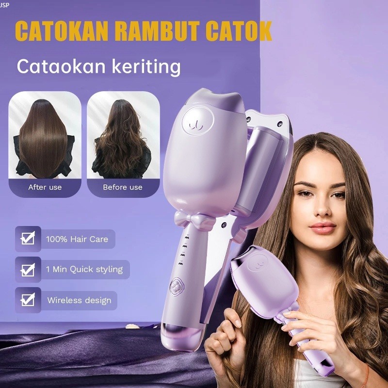Jual [BlackHorse] Catokan Rambut Keriting Curly Wave Mermaid Egg Roll 32 mm Alat Catok Gelombang ...