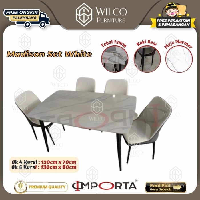 Jual Meja Makan Marmer Importa Medison White / Meja Makan Kaki Besi 4 ...