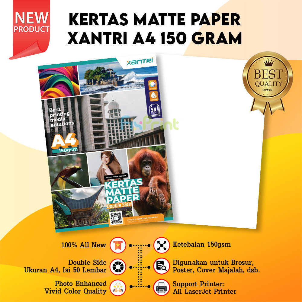 Jual Matte Paper Double Side A4 50 sheet 150gsm, Kertas Matte Paper A4 ...