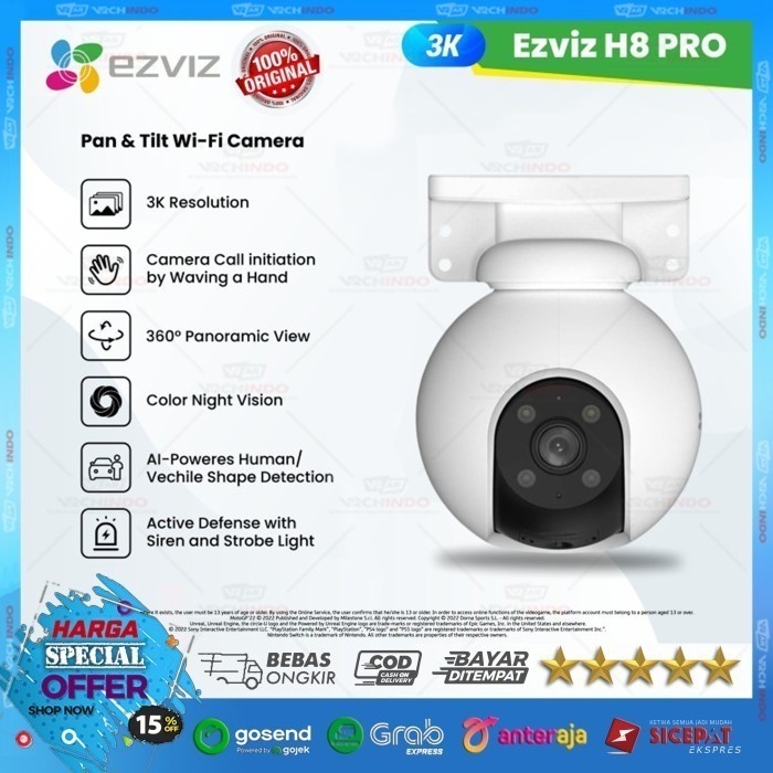 Jual EZVIZ CCTV H8 PRO 3K | IP Camera 5MP Smart Wireless Rotate Camera ...