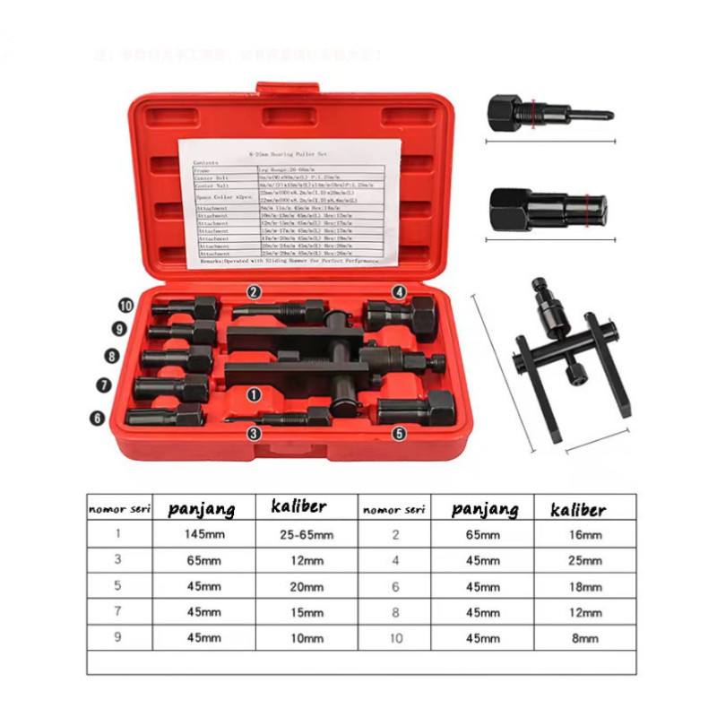 Jual 10pcs Tracker Bearing Puller Set Treker Pencabut Bearing Set ...