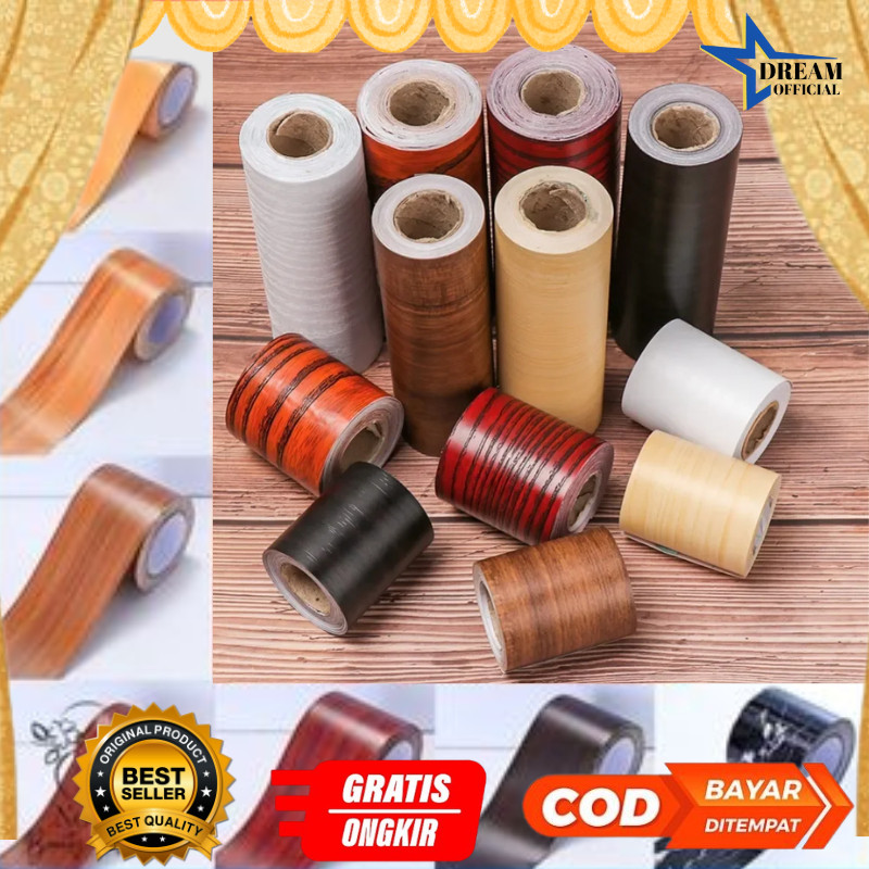 Jual Border List Wallpaper Motif kayu 10cm x 10m Sticker List Border ...