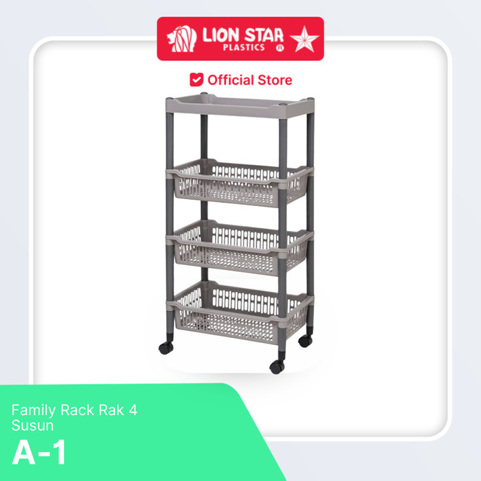 Jual LION STAR Rak Susun Plastik Serbaguna Family Rack 4 Tingkat A-1 ...