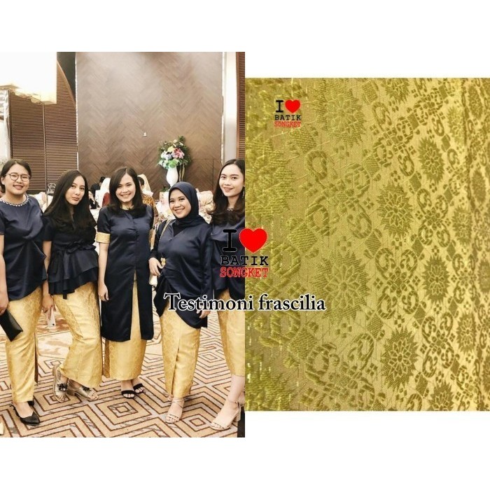 Jual Songket mesin motif 4 kuning gold benang emas bahan kain tenun ...