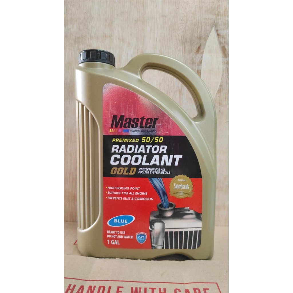 Jual Air Radiator Coolant Master Gold OAT 50/50 Biru 4 Liter Galon ...