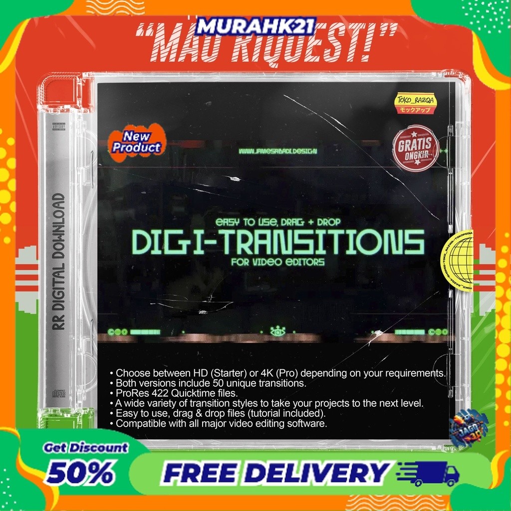 Jual Digi - Transitions 4K For After Effects / Premiere Pro + Video ...