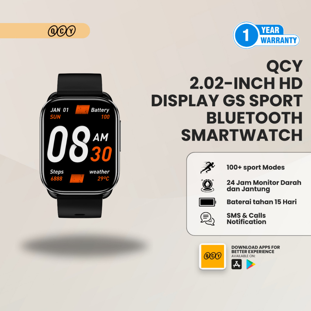 Jual Smartwatch QCY 2.02-Inch HD Display GS Original | Shopee Indonesia