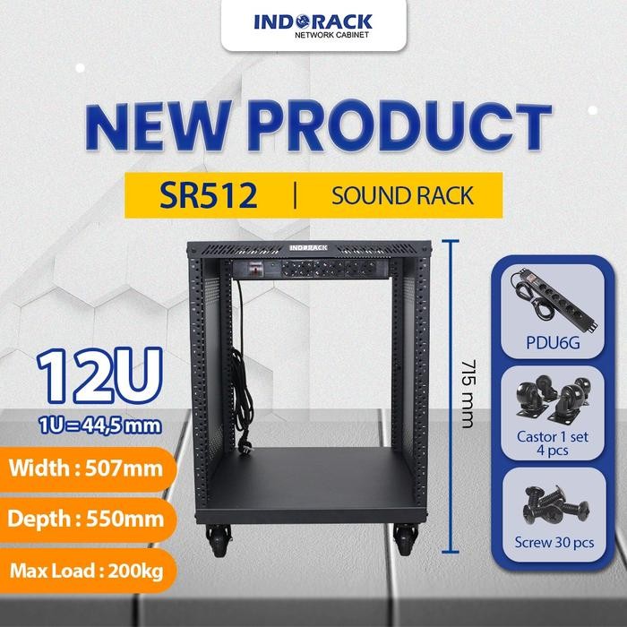 Jual SR512 Sound Rack INDORACK 12U Depth 550mm Rak Audio Sound System ...