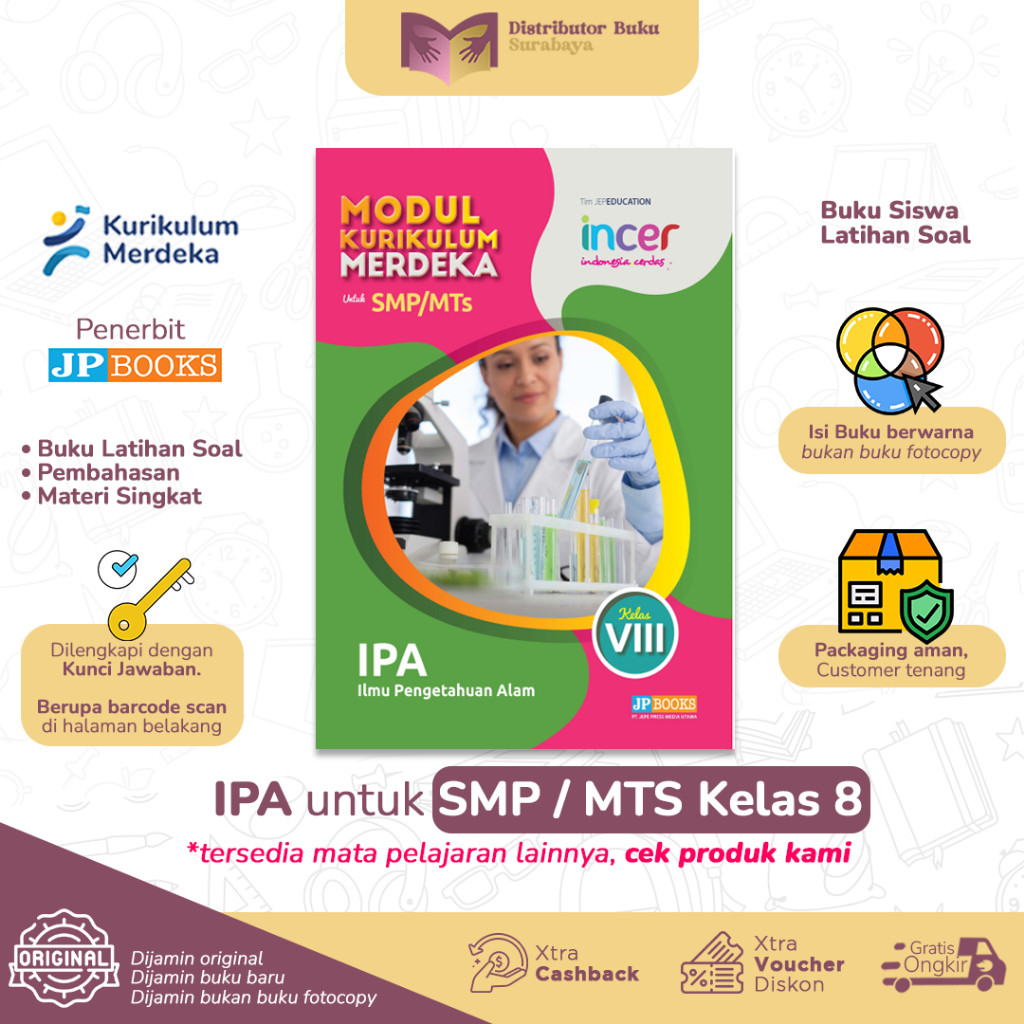 Jual Buku Latihan Soal Siswa + Pembahasan Materi (Plus Kunci Jawaban) Incer IPA Smp Kelas 8 ...