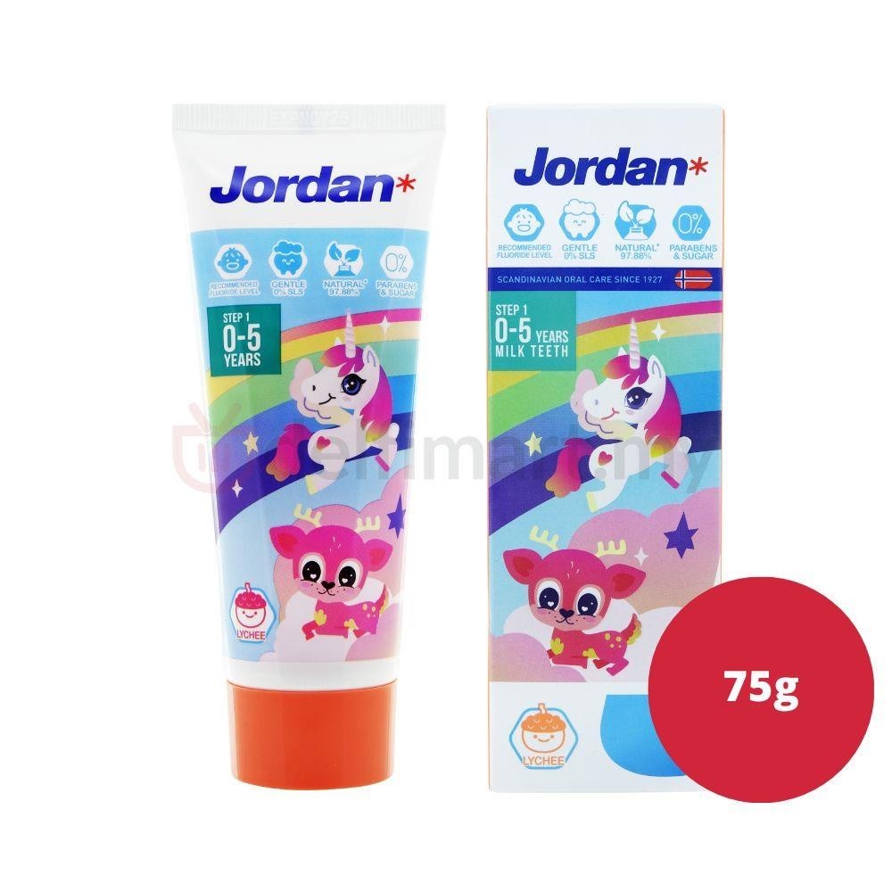 Jual JORDAN KIDS TOOTHPASTE MILK TEETH STEP 1 (0-5 YEARS) 75G - Lychee ...