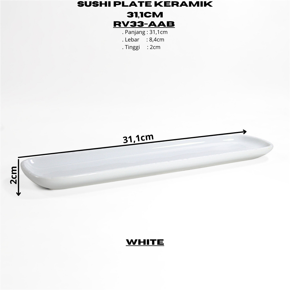 Jual Sushi Plate Keramik 31,1CM (1PCS) Polos By Indo Keramik Piring ...