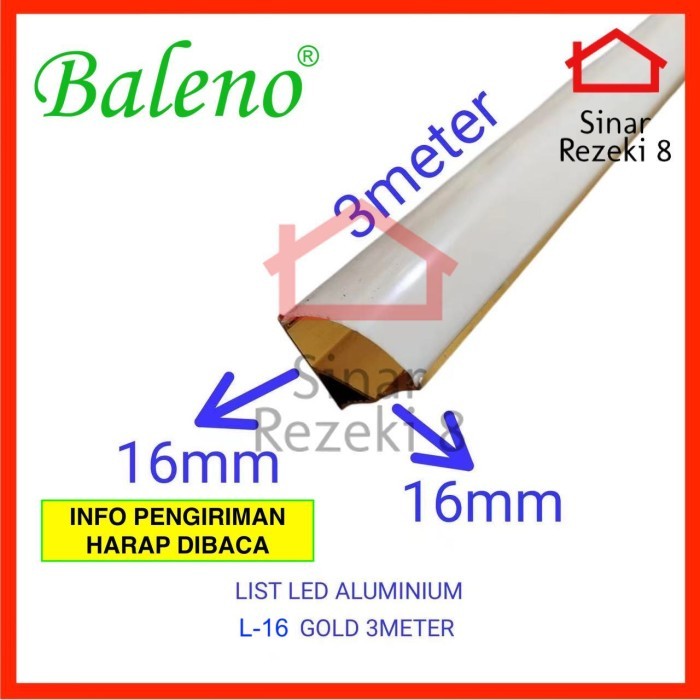 Jual List Lampu LED Strip Gold L-16 / Rumah Lis Cover Casing Aluminium ...