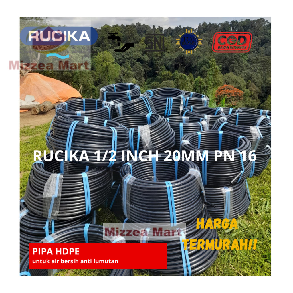 Jual Mizzea Pipa HDPE atau Selang Hitam merek RUCIKA 1/2 INCH 1roll ...