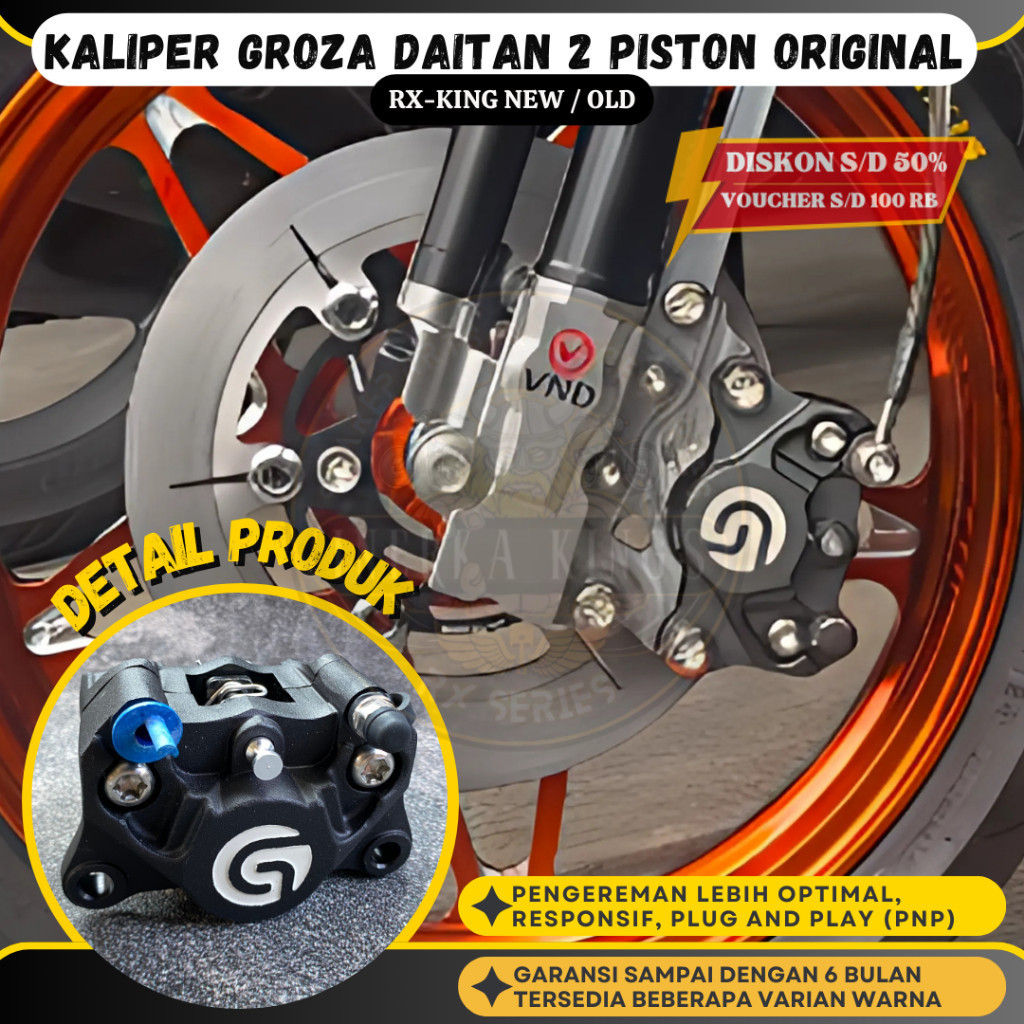 Jual Kaliper Caliper GROZA ORIGINAL DAITAN 2 Piston 2P 1 Pin Universal Motor | REKOMENDASI RX ...