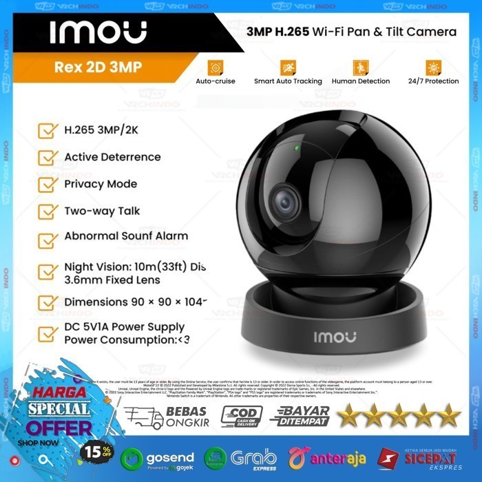Jual CCTV IMOU REX 2D 3MP | IPC-GK2DP-3C0W Smart Tracking Human ...