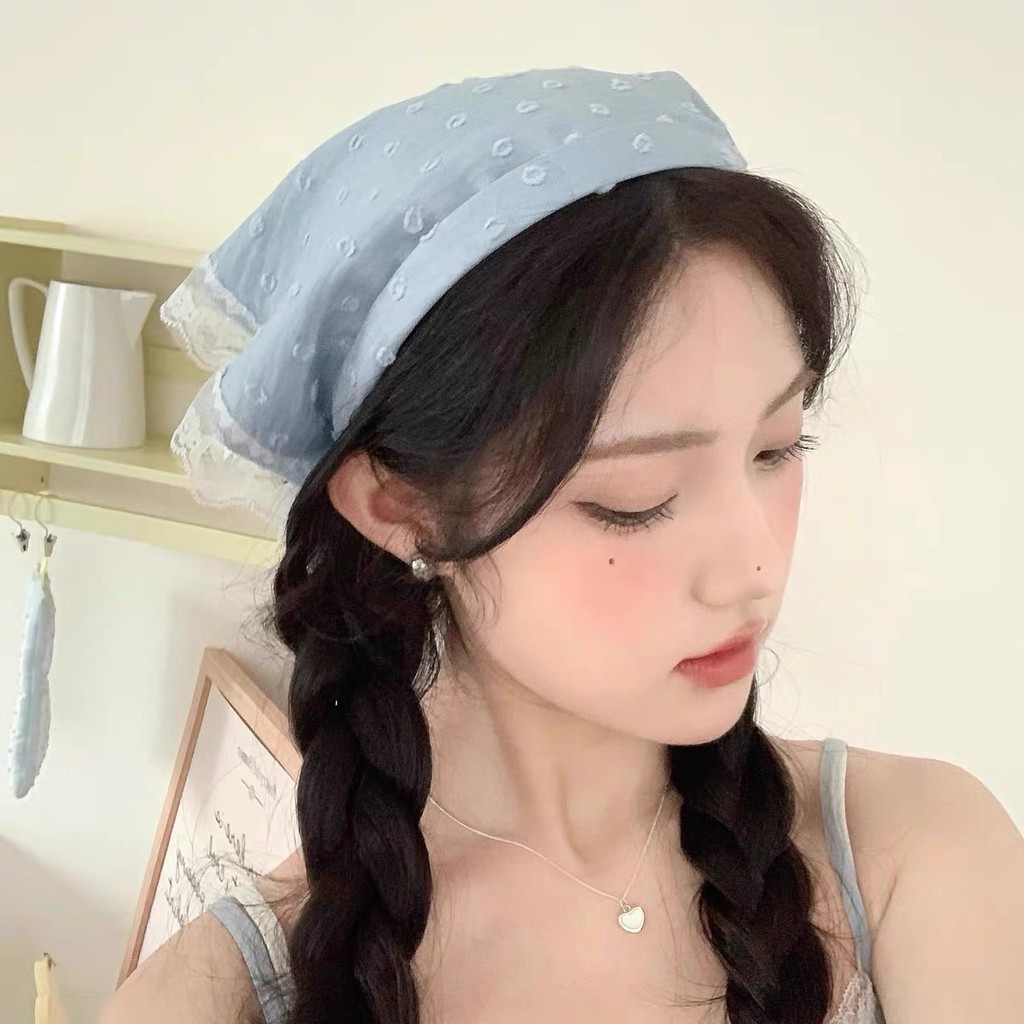 Jual Town Shell - Little Dotty Ruffle Korean Head Band / Bando syal ala ...
