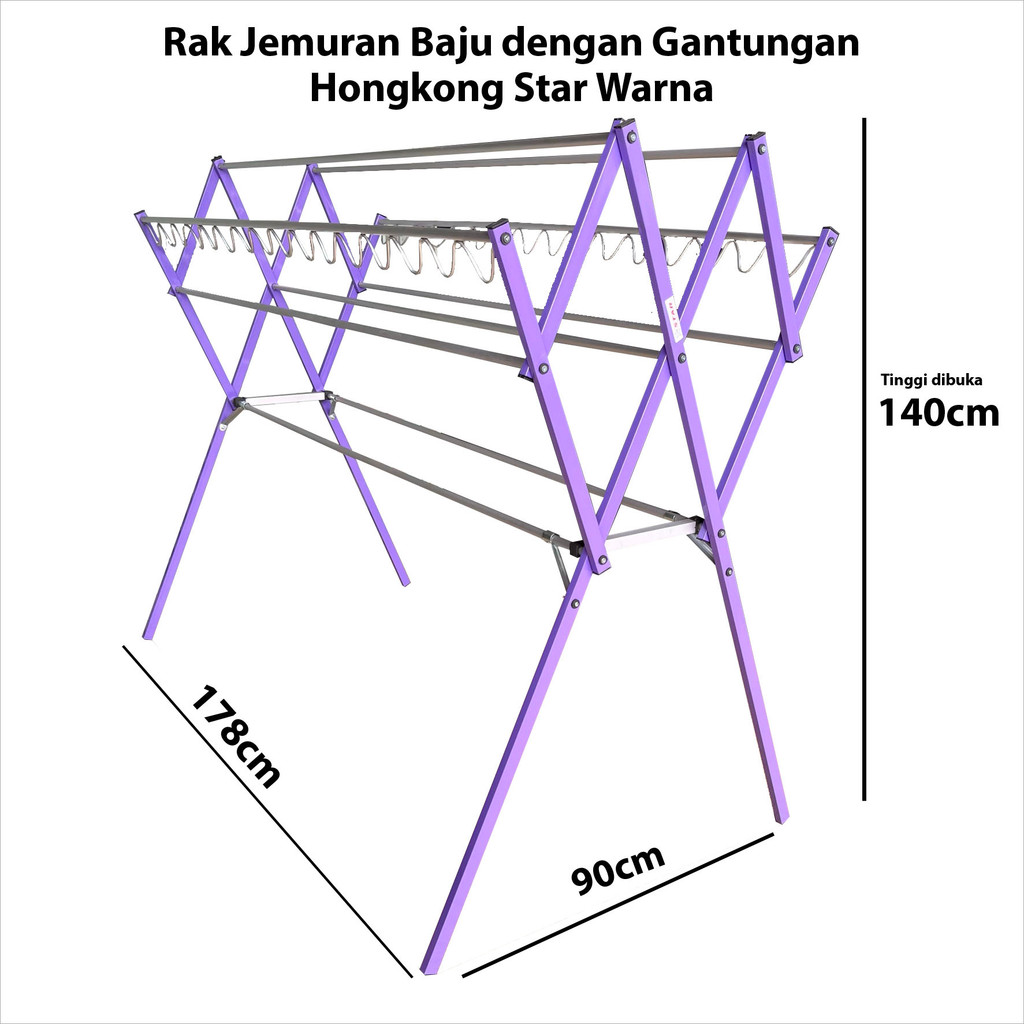Jual Rak Jemuran Baju 9 Palang Warna dengan Hanger / Gantungan | Shopee ...