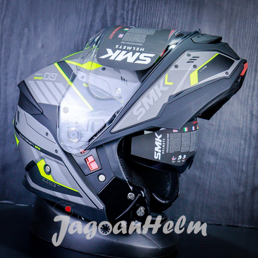 Jual HELM SMK GULLWING TEKKER MA264 | MATT BLACK GREY YELLOW | MODULAR ...