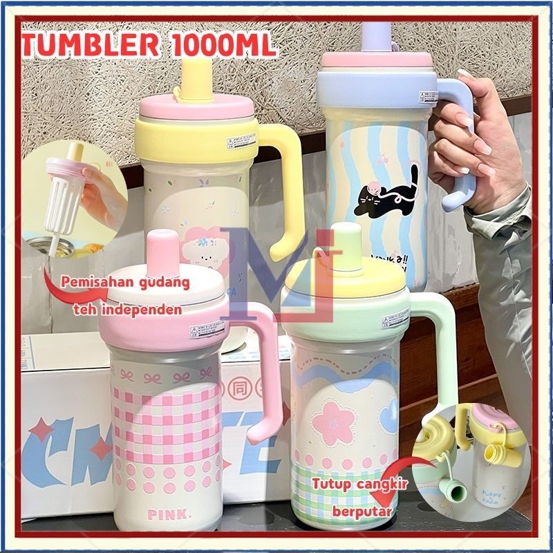 Jual 【COD】Tumbler Stainless Aesthetic 1000ml Tumbler Viral Mug with ...