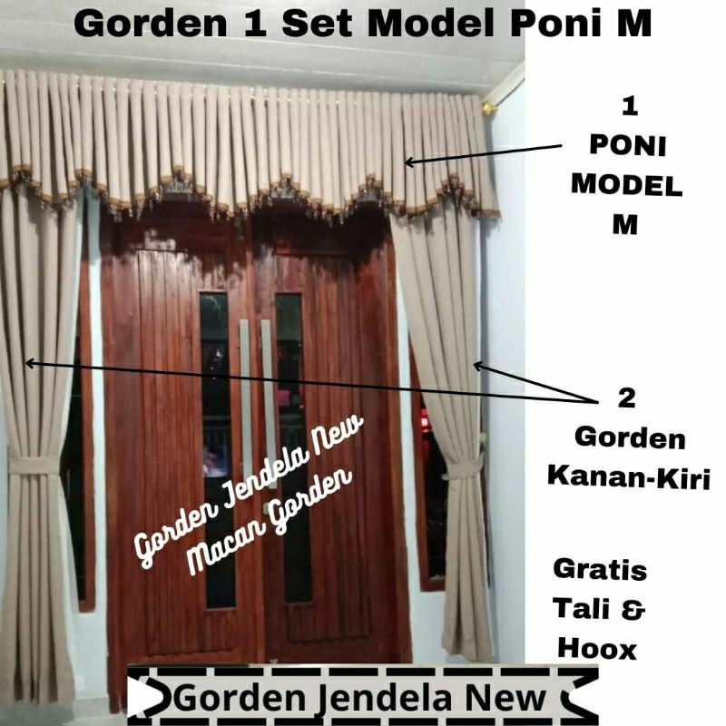 Jual 1 Set Gorden Poni Jendela Atas Pintu Tengah Ruang Tamu utama Poni ...