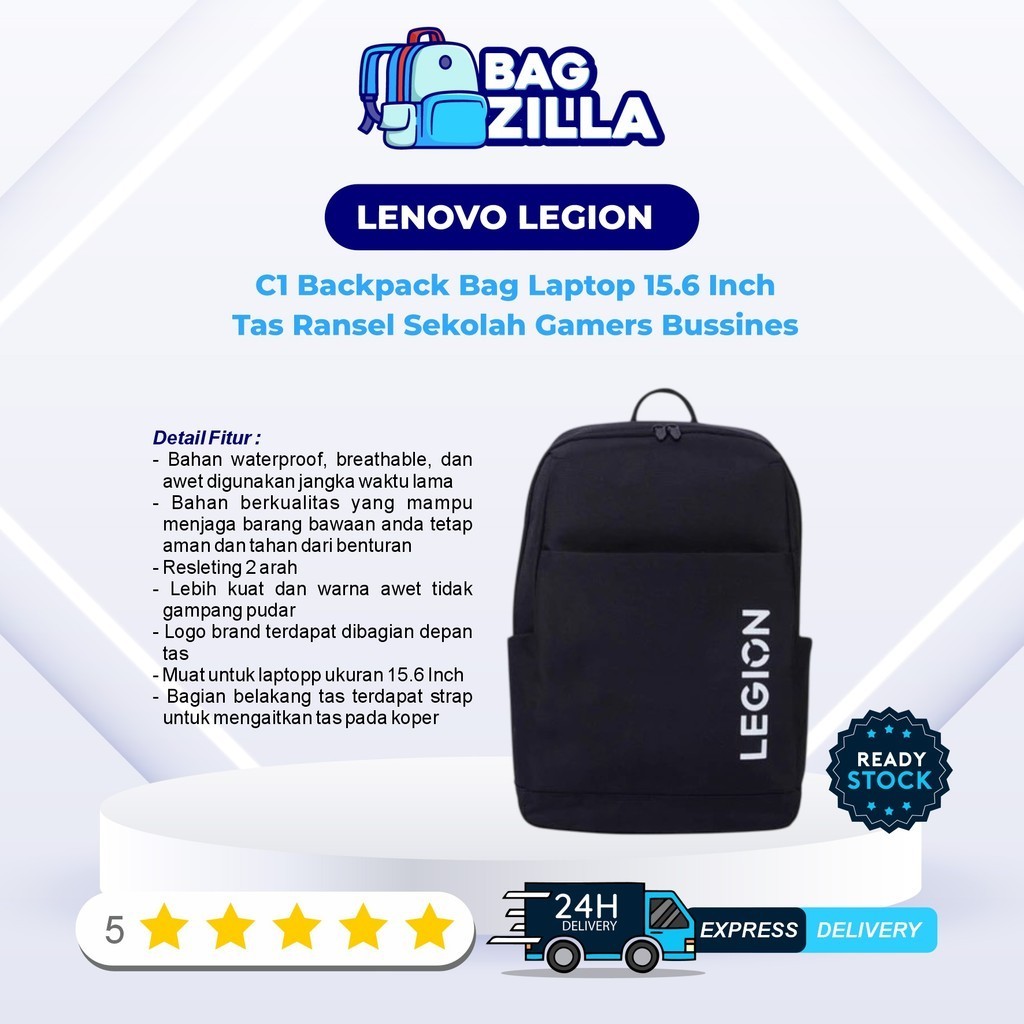 Jual LENOVO LEGION C1 Backpack Bag Laptop 15.6 Inch Tas Ransel Sekolah ...