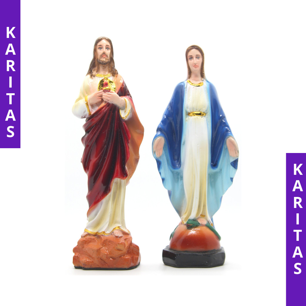 Jual PAKET PATUNG MARIA, YESUS + SALIB DUDUK 20 CM / SALIB MEJA KATOLIK ...
