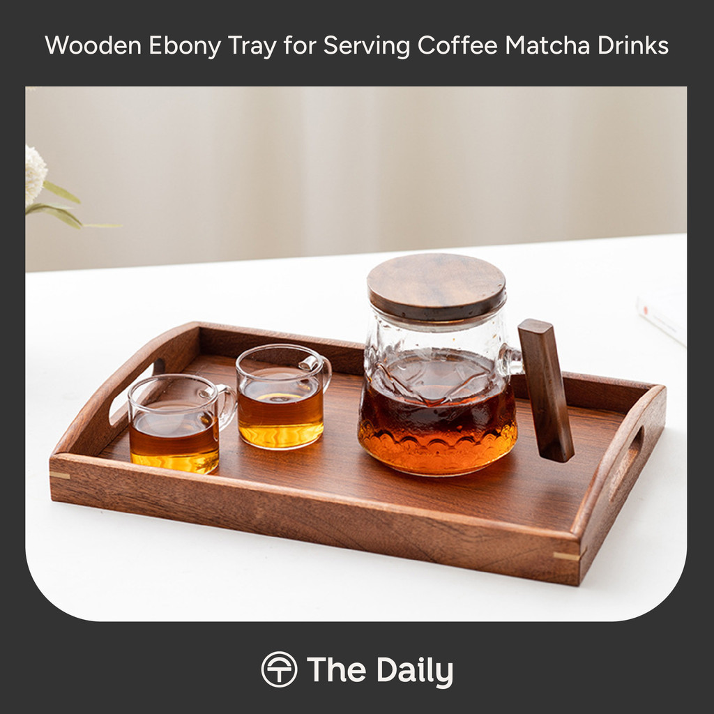 Jual Wooden Ebony Tray for Serving Coffee Matcha Drinks - Nampan Saji ...