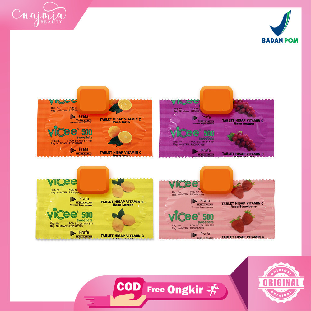 Jual Najmia 3 - Vicee Vitamin Hisap Rasa 2 Tablet (Jeruk, Grape ...