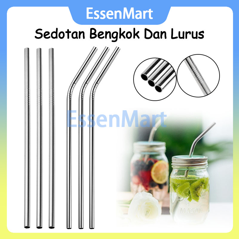 Jual Sedotan Stainless Lurus 21.5CM / Reusable Stainless Straw ...