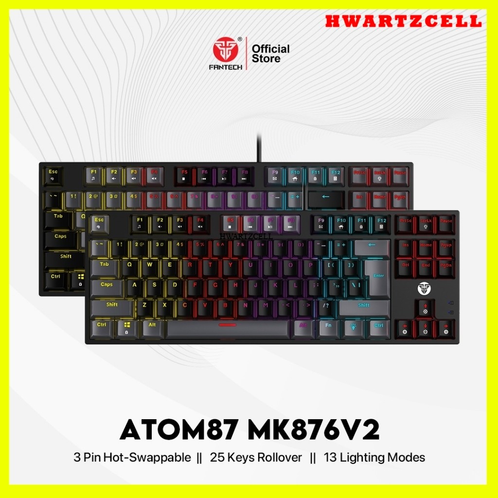 Jual [HWARTZ] Fantech ATOM MK876 RGB Gaming Mechanical Keyboard TKL | Shopee Indonesia