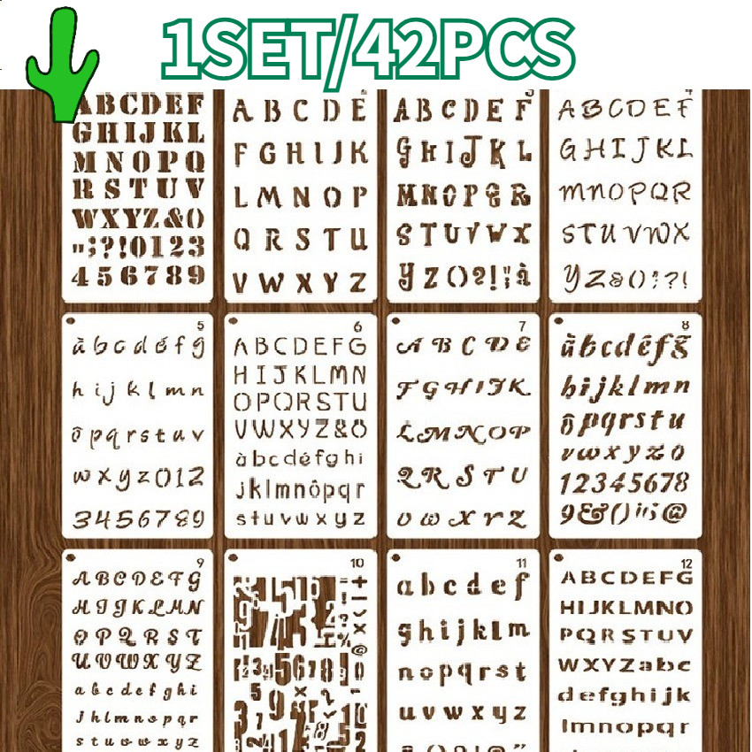 Jual 12Pcs/Set Stencil Angka Huruf Alphabet Cetakan Stensil Penggaris ...