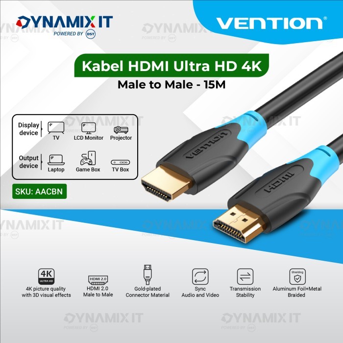 Jual Kabel HDMI Vention AACBN HDMI Cable Male to Male - AAC Series - 15 meter | Shopee Indonesia