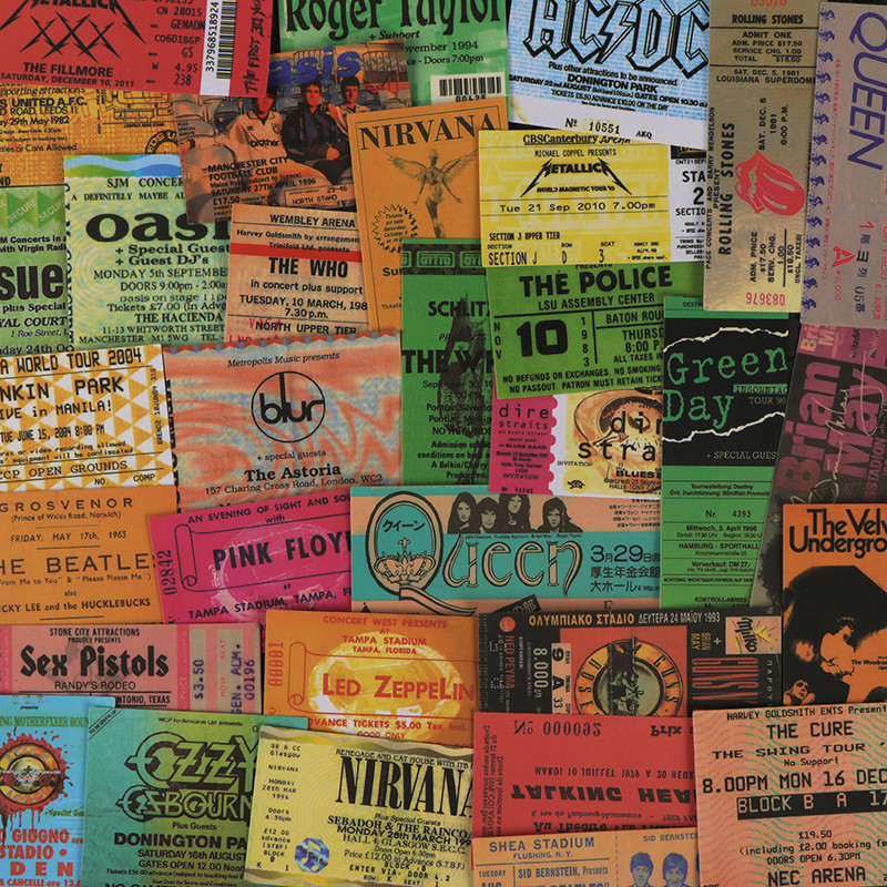 Jual 43PCS Rock Music Ticket Graffiti Stickers Retro Band Decals for ...