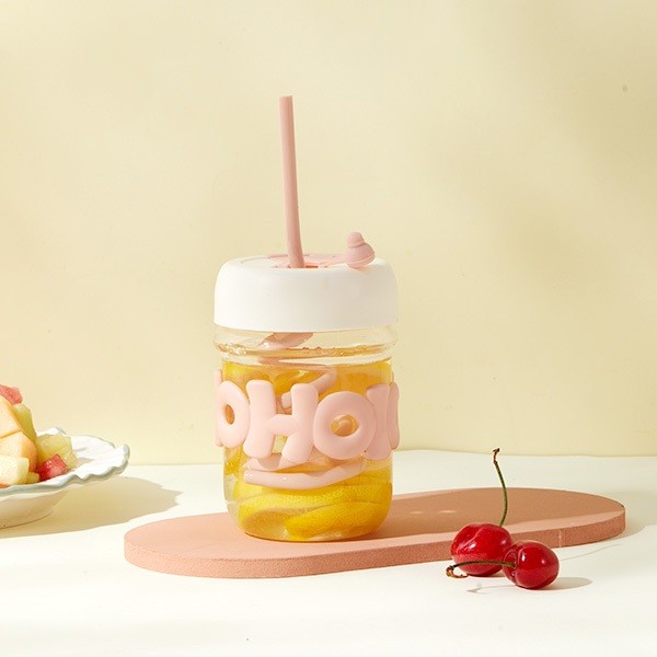 Jual BONBOX Pink Botol Air Kaca Pyrex 400ml Tumbler Pyrex Glass Botol ...