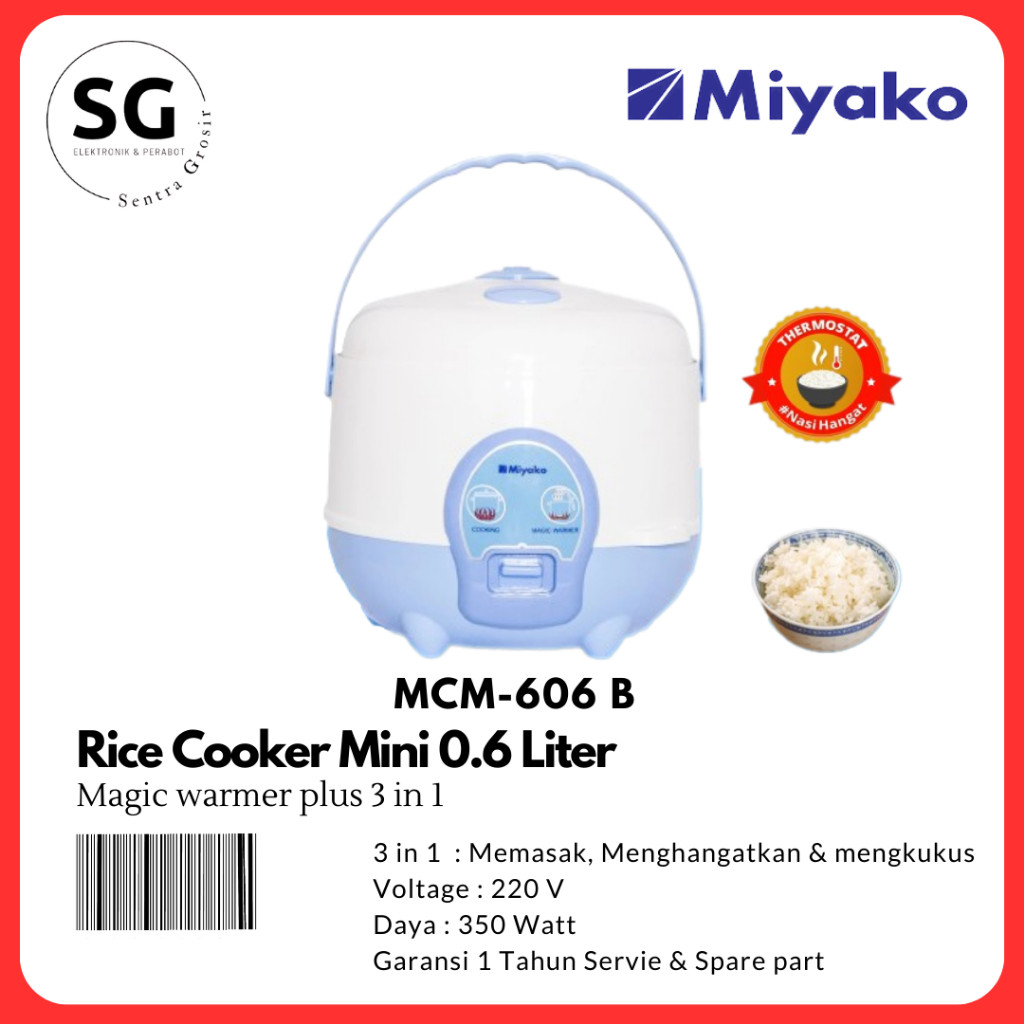 Jual Miyako Rice Cooker Mini MCM 606 B / 606 A 0,6 Liter Magic Com Mini ...