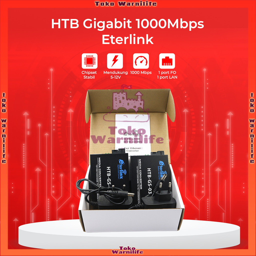 Jual Media Converter HTB-GS-03 A & B 1000Mbps Eterlink Single Mode ...
