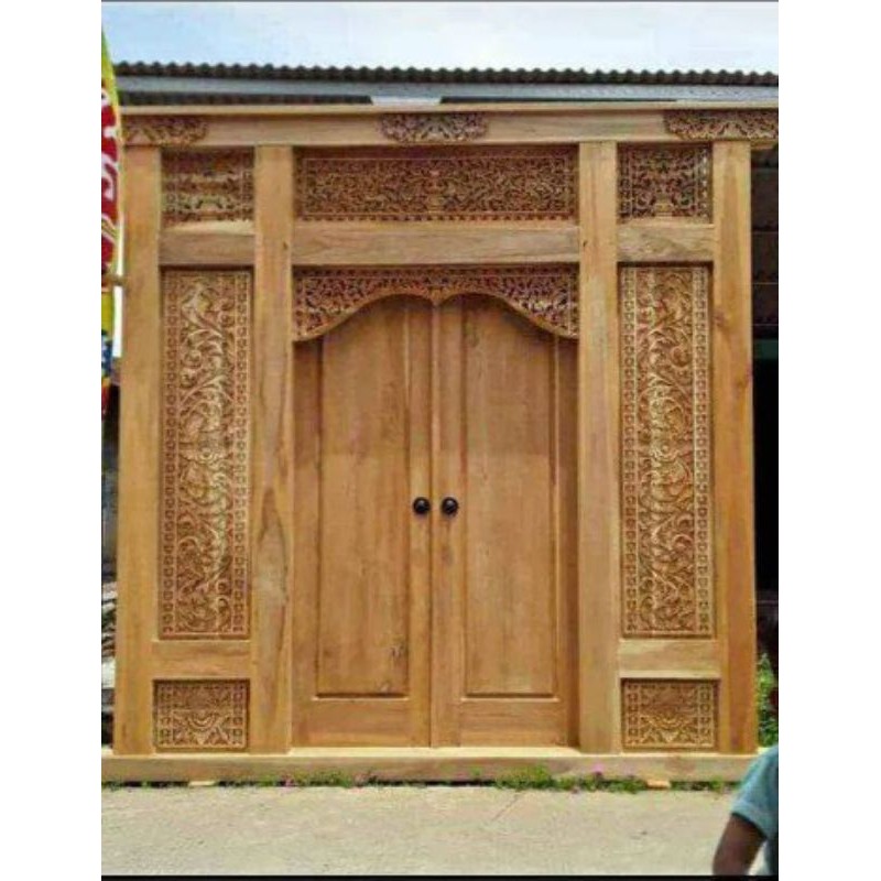 Jual Pintu Kusen Jati Ukir, Pintu Gebyok Ukir Minimalis 250 x 270 cm ...