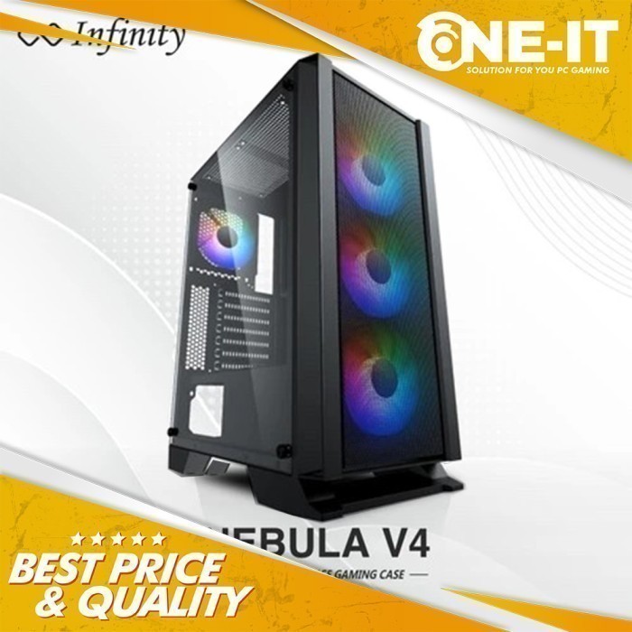Jual Case INFINITY NEBULA V4 Tempered Glass ATX Gaming non fan | Shopee ...