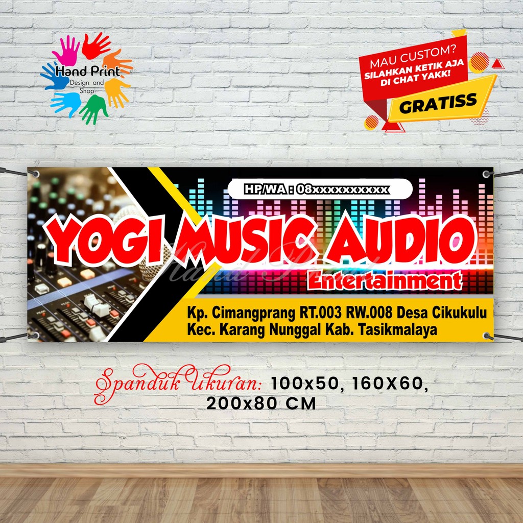 Jual Cetak Spanduk Banner Musik Audio Rainbow MMT Spanduk Custom 200x80 ...