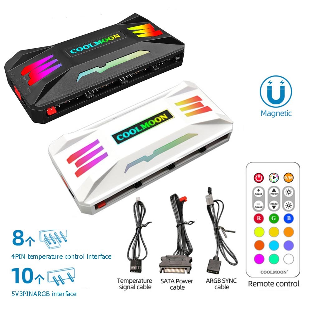 Jual COOLMOON RGB Controller 4Pin PWM 5V/3Pin ARGB Cooling Fan Smart ...