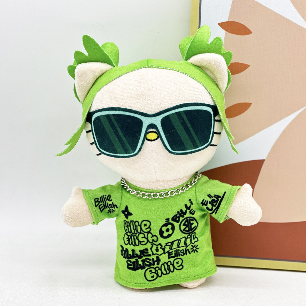 Jual Hello Kitty Billie Eilish Green Sunglasses Fashion Boy Plush Doll Figure Stuffed Toys Cute ...