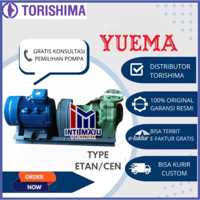 Jual Pompa Centrifugal Torishima CEN 50x32-200 + Motor Yuema 7.5HP ...
